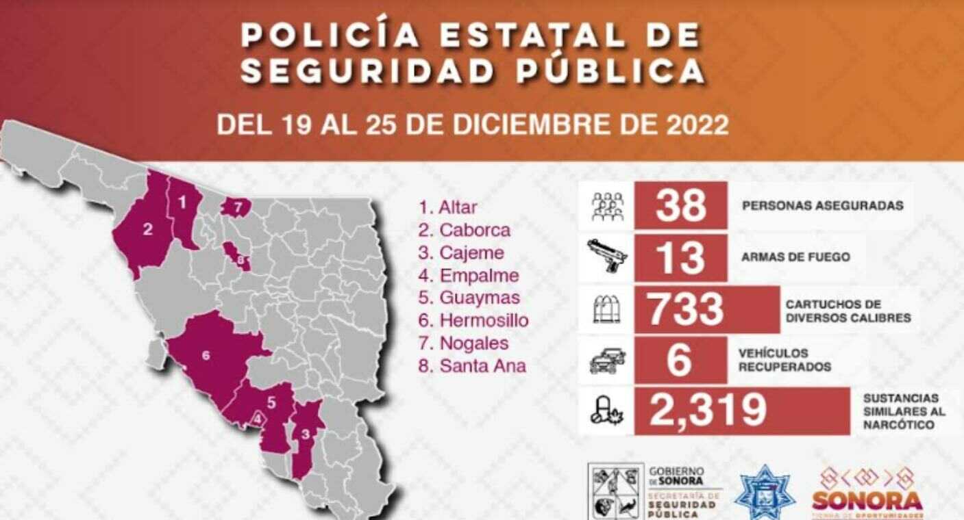 Incautan 13 armas de fuego en operativos de la PESP en Sonora ...